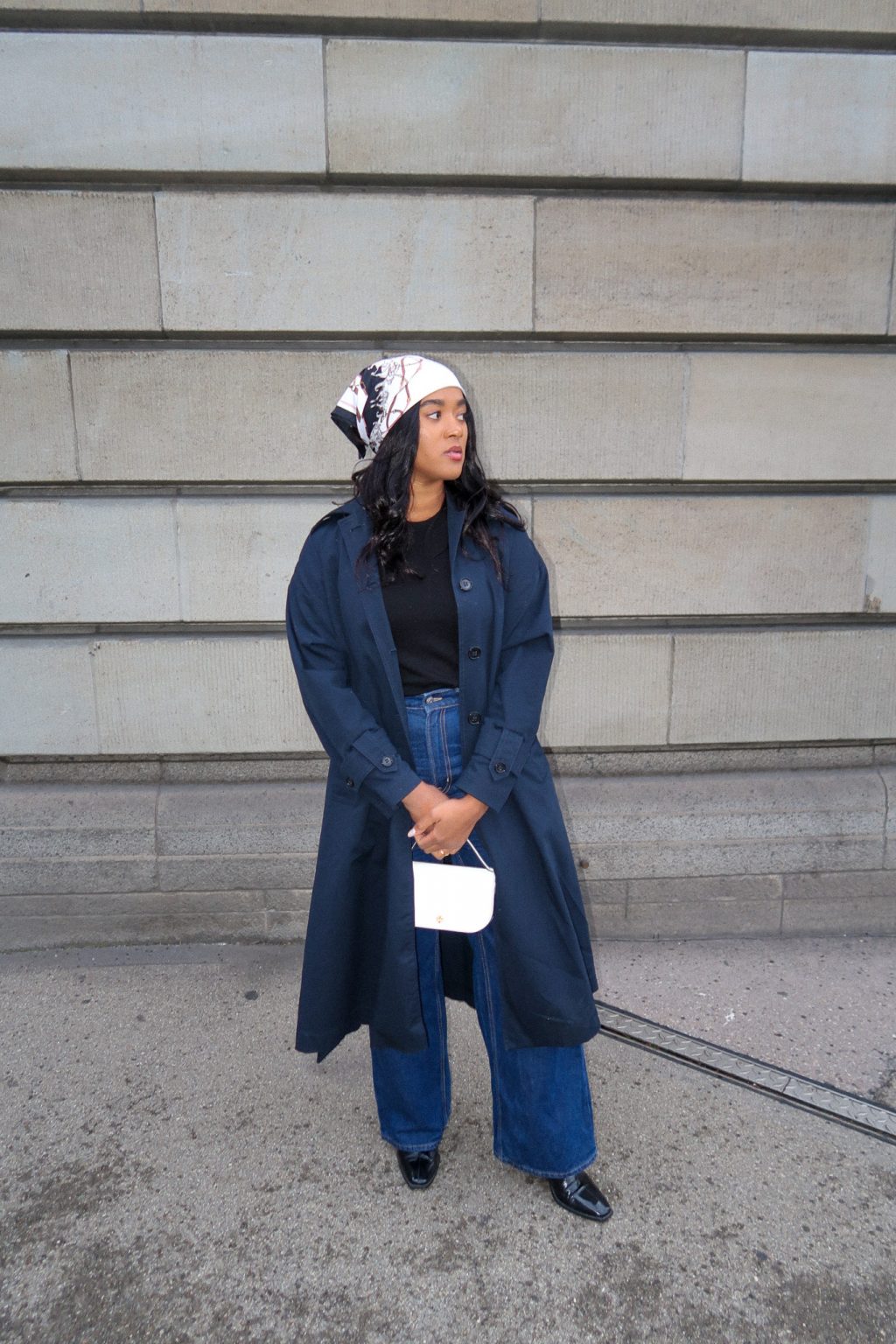 Wearing my Dark Blue Trench Coat on Rainy Days - Meet Miri